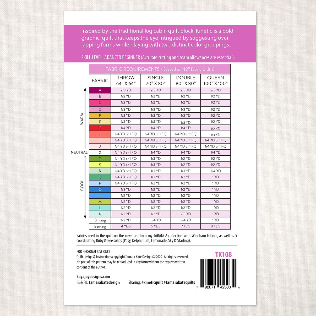 Kinetic Quilt Pattern – Tamara Kate