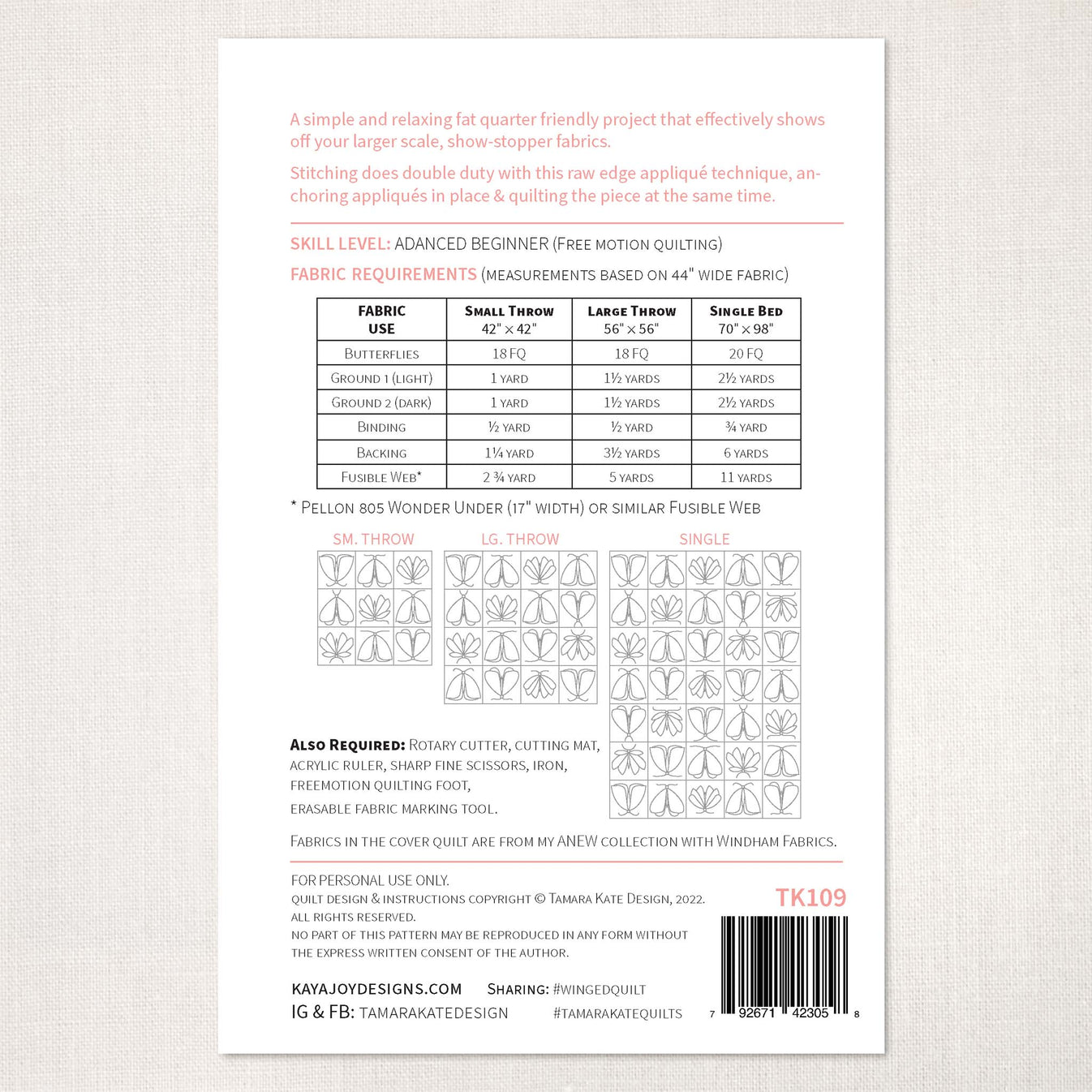 Winged Quilt Pattern - – Tamara Kate